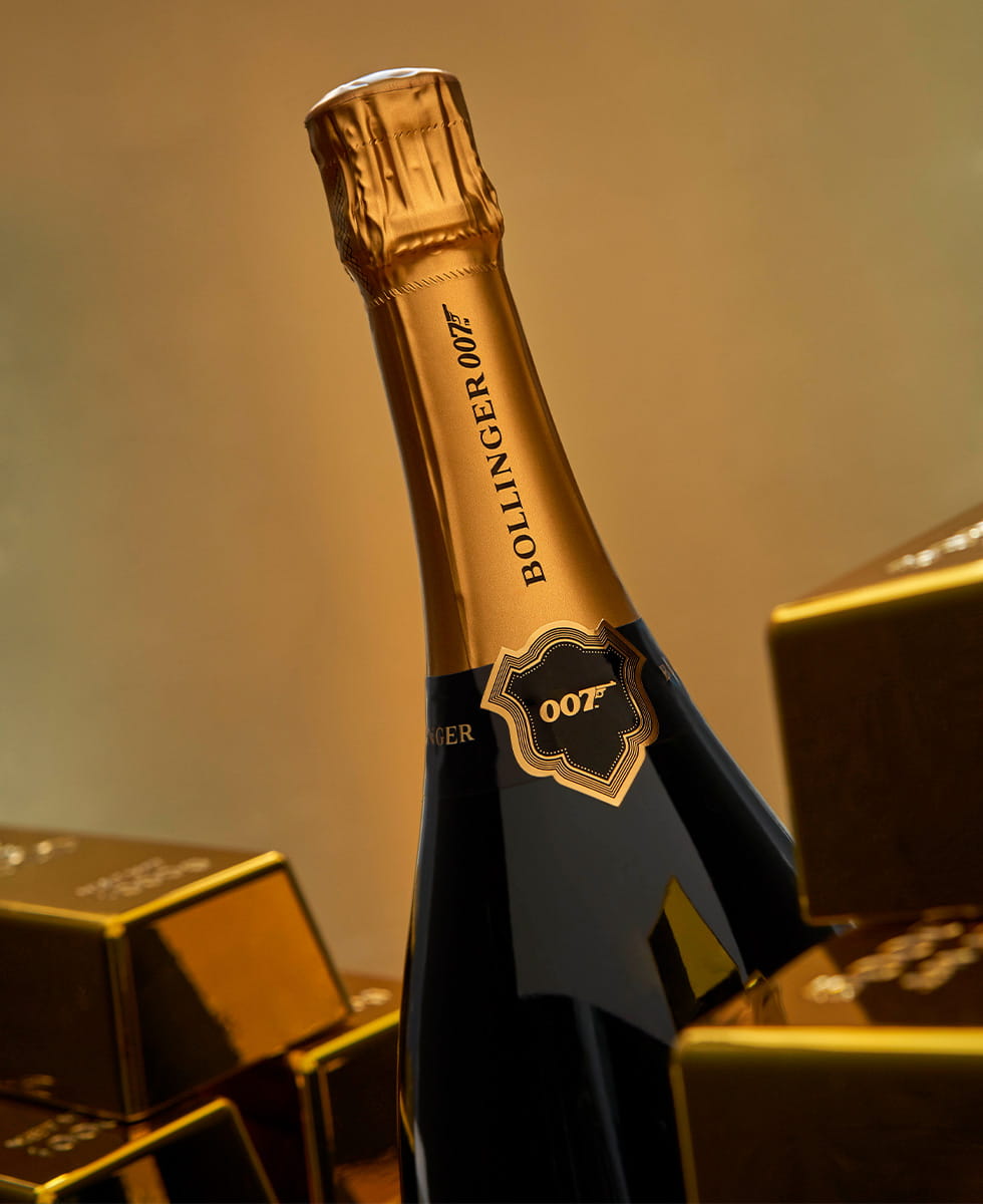 A bottle of Special Edition 007 Bollinger is pictured nestled amongst ...